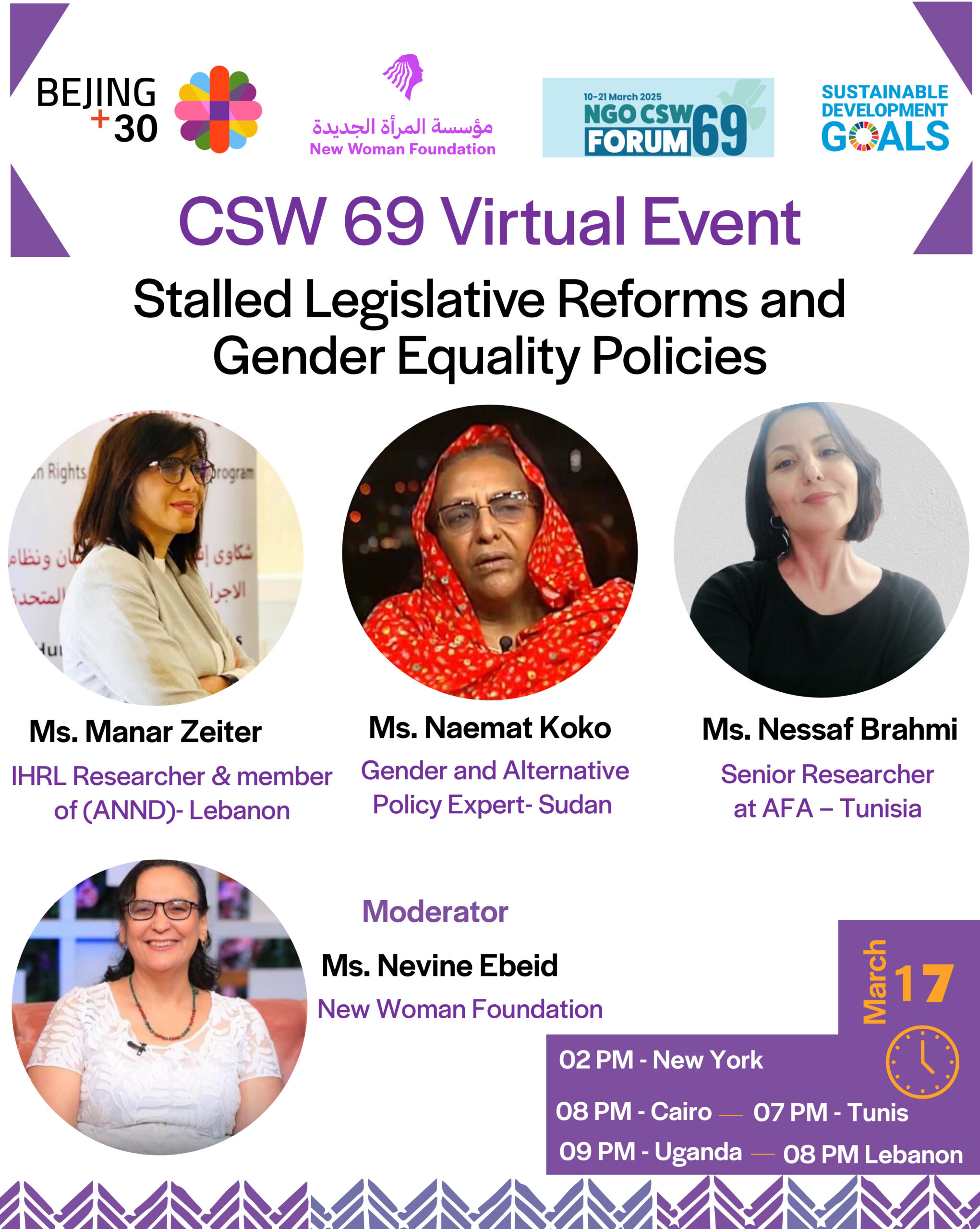CSW 69 Virtual Event: Stalled Legislative Reforms and Gender Equality ...